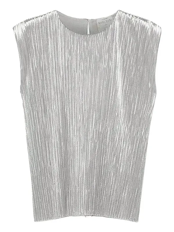 FORTE_FORTE Pleated Velvet Top - Silver