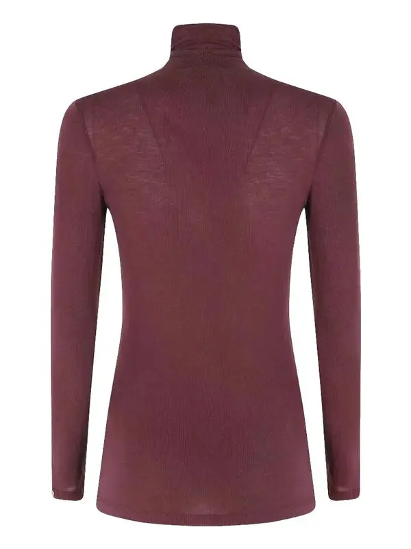 NISSA Lyocell Wool-blend Turtleneck Top - Red