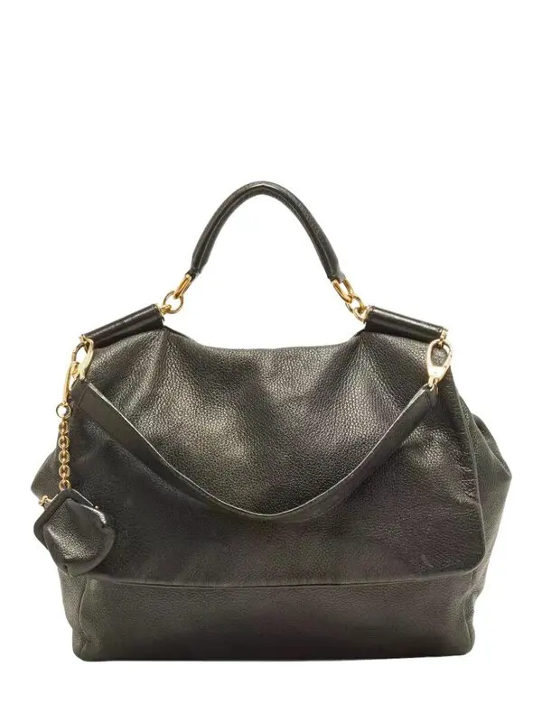 D&G PREOWNED Dolce & Gabbana Sicily Leather Tote Bag - Black