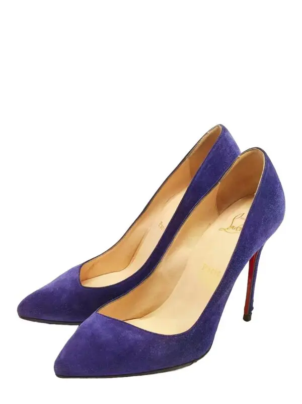 CHRISTIAN LOUBOUTIN Pigalle Follies Suede Pointed Toe Stiletto Pumps - Blue