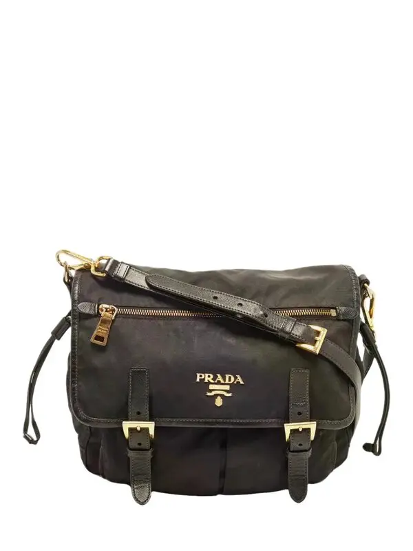 Prada Tessuto Double-buckle Messenger Bag - Black