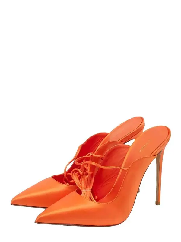 LE SILLA Satin Lace-up Stiletto Pumps - Orange