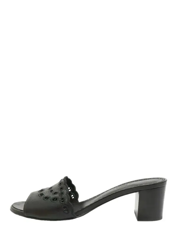 Hermès Leather Heeled Sandals - Black