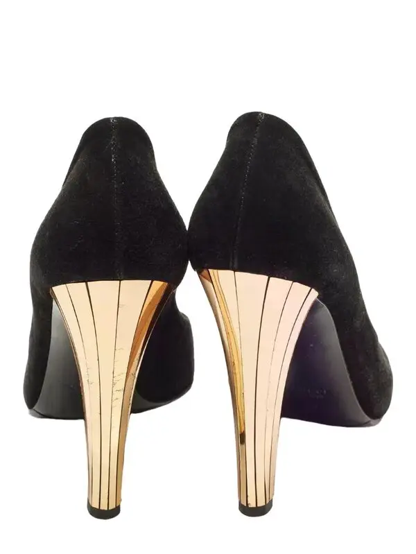 Gucci Suede Peep-toe High Heel Pumps - Black