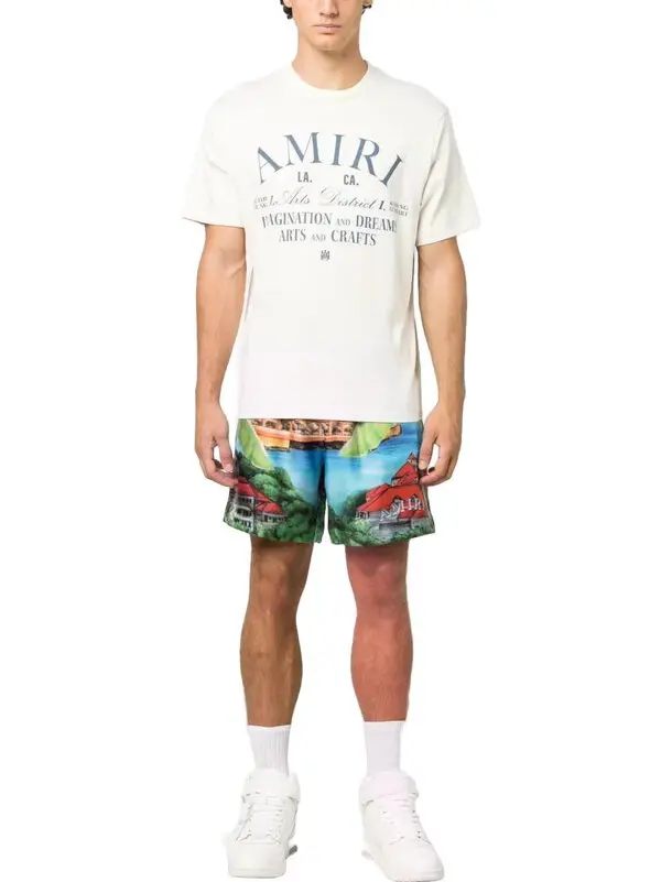 Amiri Logo-print Cotton T-shirt - Neutrals