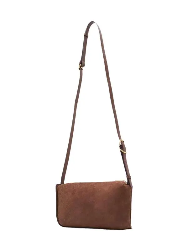 JOY GRYSON Crescent Suede Shoulder Bag - Brown