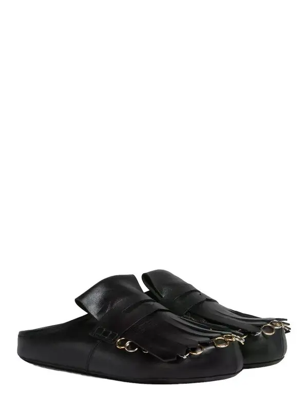 Marni Fringed Leather Sandals - Black