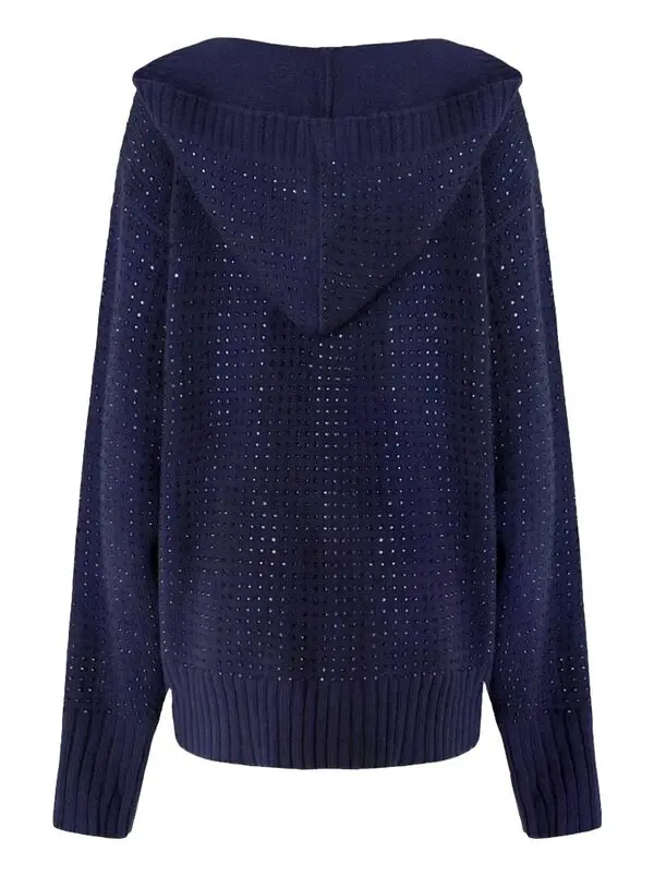 Pinko Rhinestone Embellished Hooded Cardigan - Blue