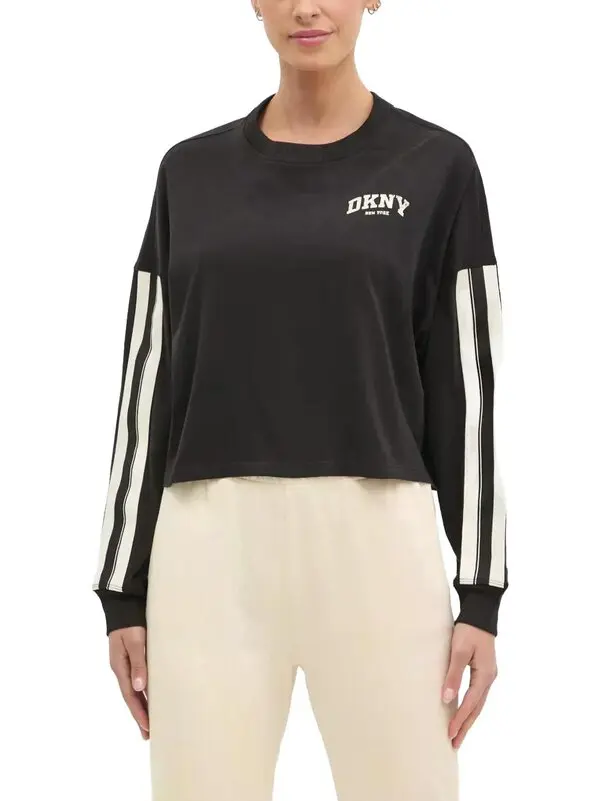 Dkny Striped Sleeve Crewneck Sweatshirt - Black