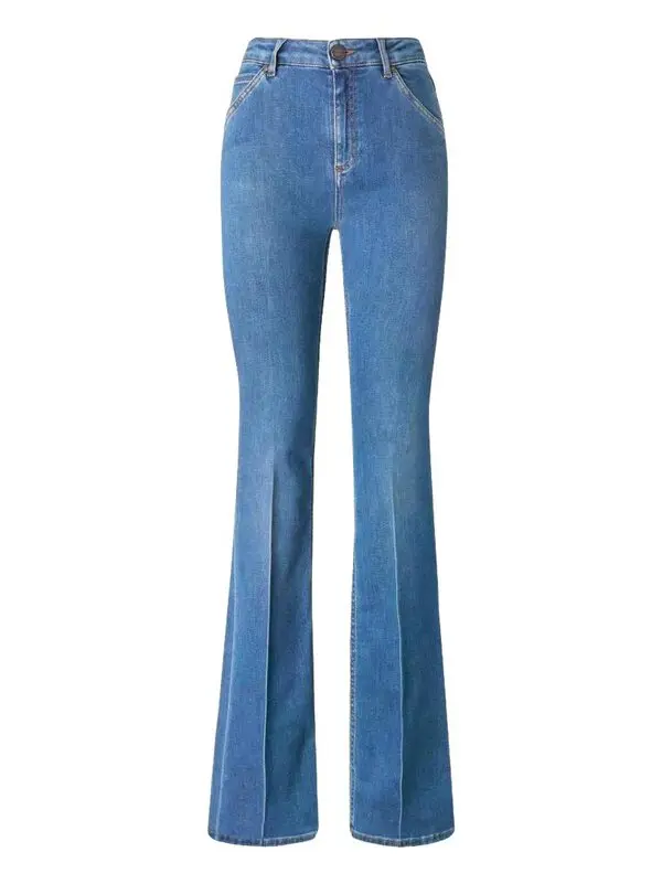 Pinko Flared-leg Jeans With Classic Five Pockets And Pressed Crease - Blue