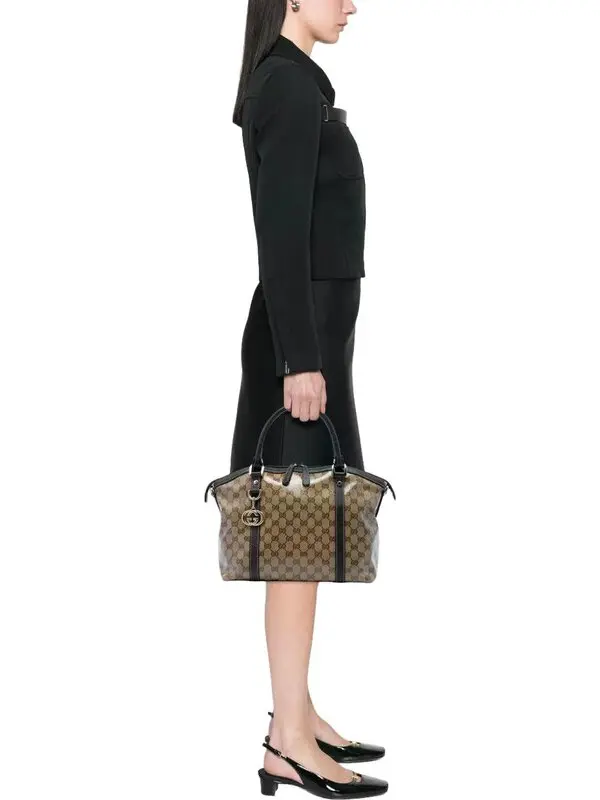 Gucci Gg Crystal Charm Dome Satchel - Neutrals