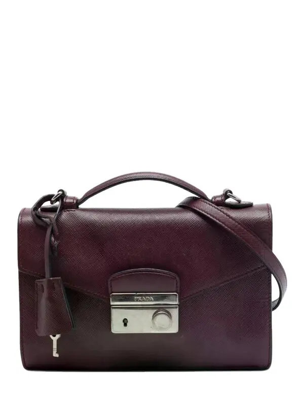 Prada 2010-2026 Saffiano Lux Sound Lock Satchel - Red