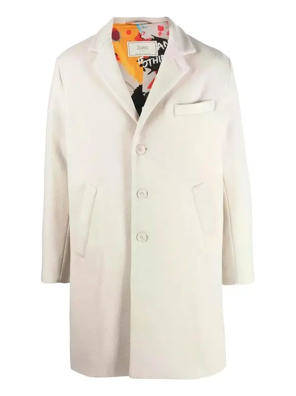 Herno Globe Single-breasted Wool Coat - Neutrals