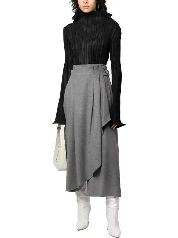 Alberta Ferretti Draped Detail High-waisted Culottes - Grey