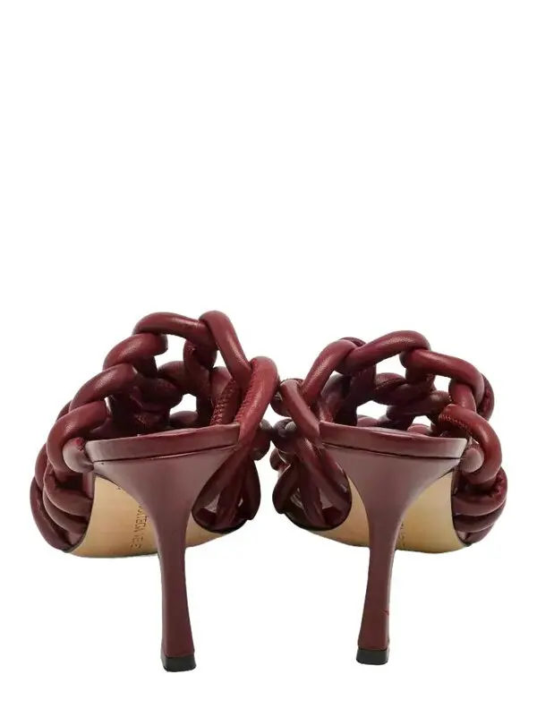 Bottega Veneta Burgundy Rope Detail Square Toe Stiletto Sandals - Red
