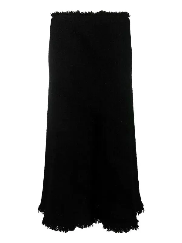 Alberta Ferretti Fringe-trim Tweed Skirt - Black