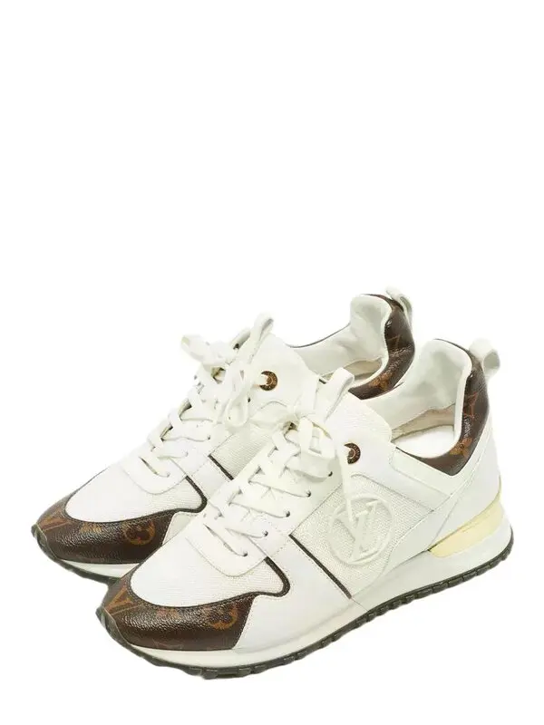 LOUIS VUITTON Run Away Monogram Canvas & Leather Sneakers - White