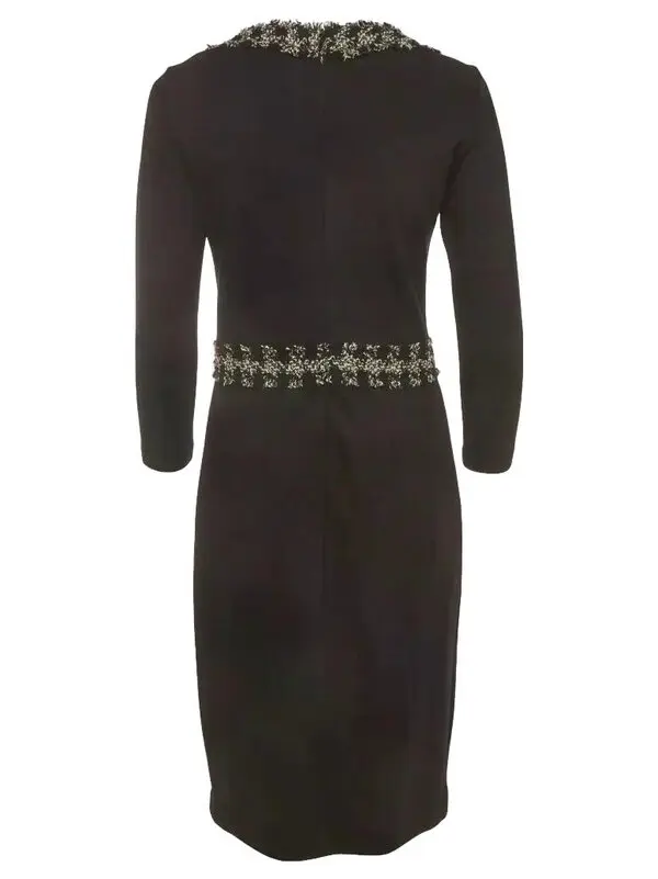 Carolina Herrera Wool-trim Midi Dress - Black