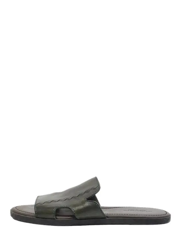 Bottega Veneta Plage Zig-zag Inlay Slides - Green