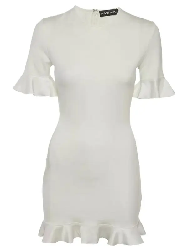 David Koma Ruffled Cut-out Midi Dress - White
