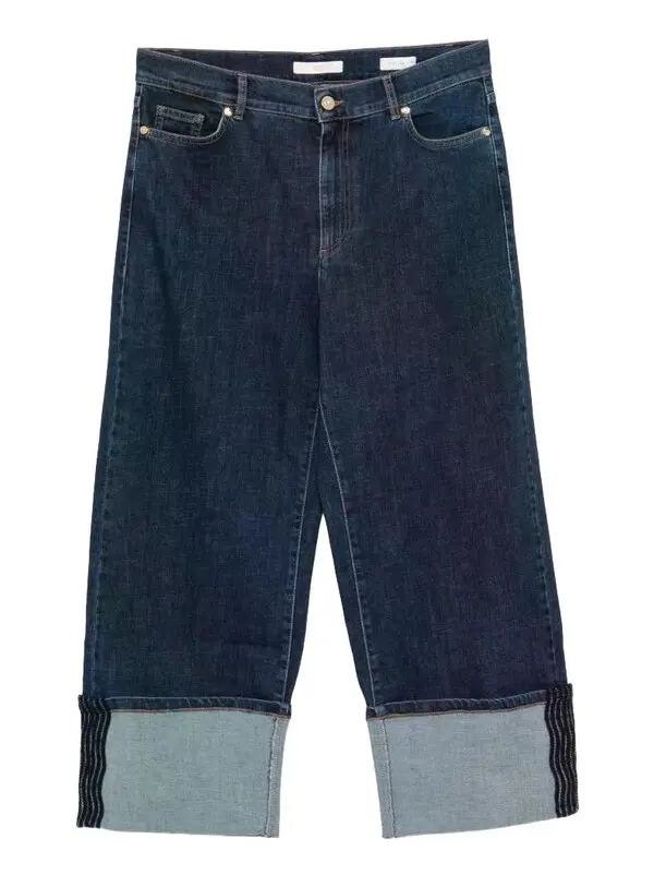 Marina Rinaldi Wide-leg Cuffed Jeans - Blue