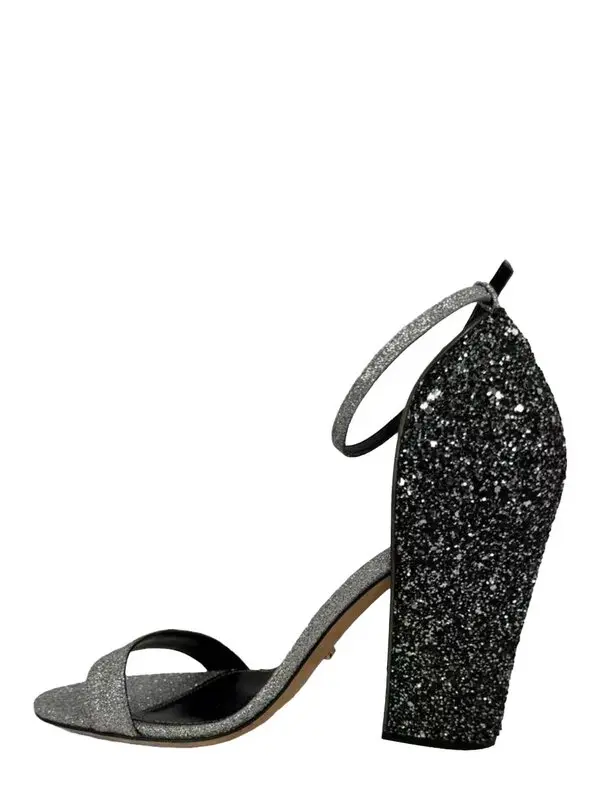 SERGIO ROSSI Glitter Block-heel Sandals - Silver
