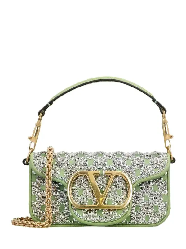 Valentino Garavani Locò Small Embroidered Shoulder Bag - Green