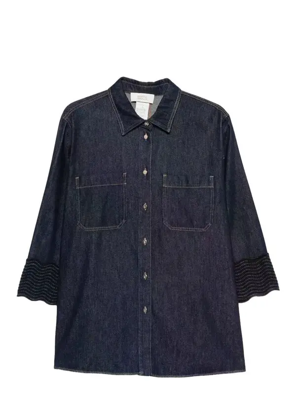 Marina Rinaldi Mrsabissi Denim Shirt With Scalloped Cuffs - Blue