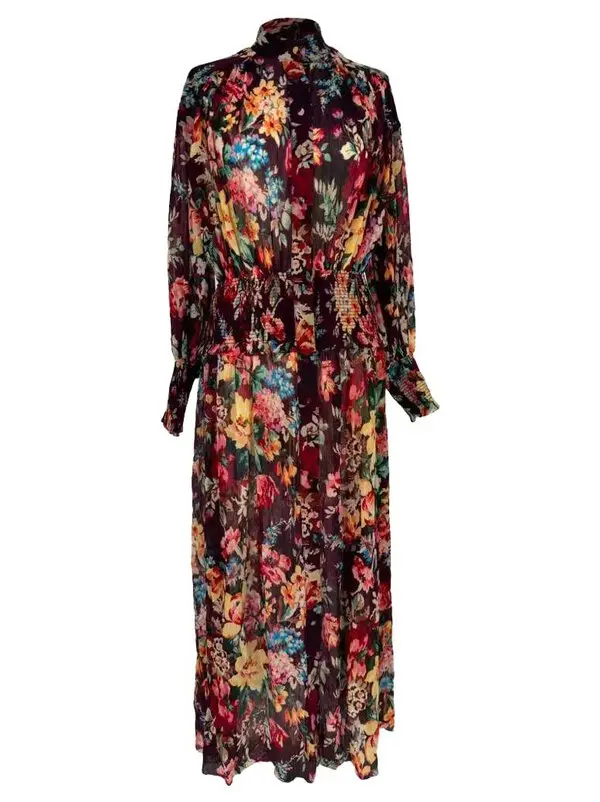 Zimmermann Floral Print Long Sleeve Maxi Dress - Purple
