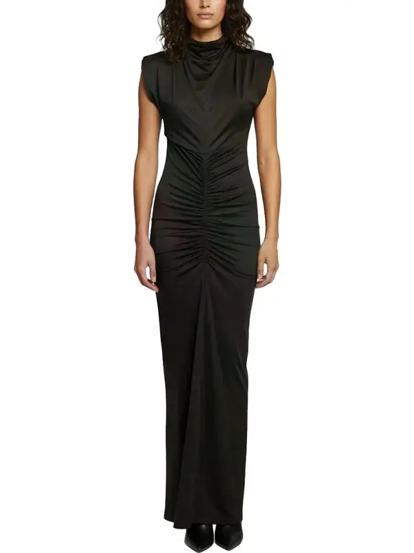 Victoria Beckham Ruched High-neck Maxi Dress - Black
