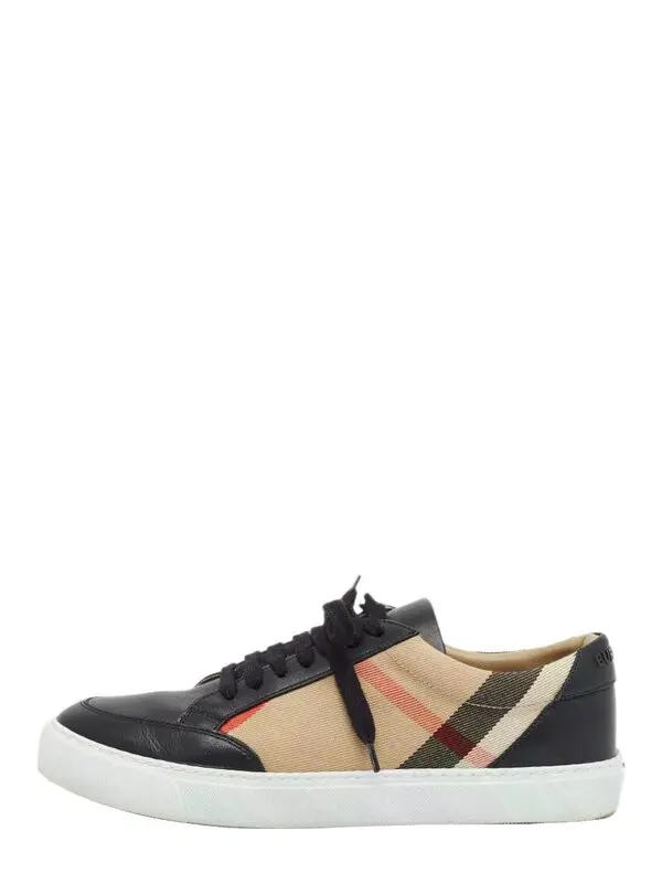 Burberry Check Panel Lace-up Sneakers - Black