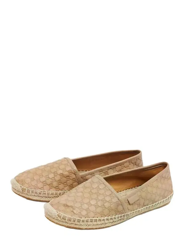 Gucci Beige Leather Guccissima Embossed Flat Espadrilles - Neutrals