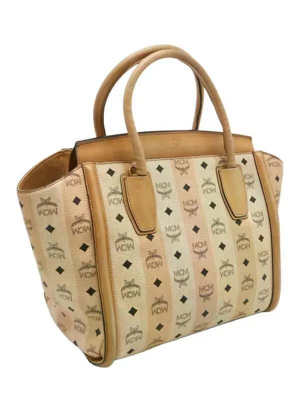 Mcm Visetos Leather-trim Tote Bag - Neutrals