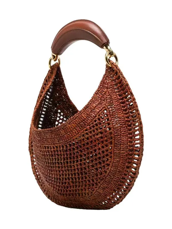 Chloé Crocheted Raffia Top-handle Bag - Brown