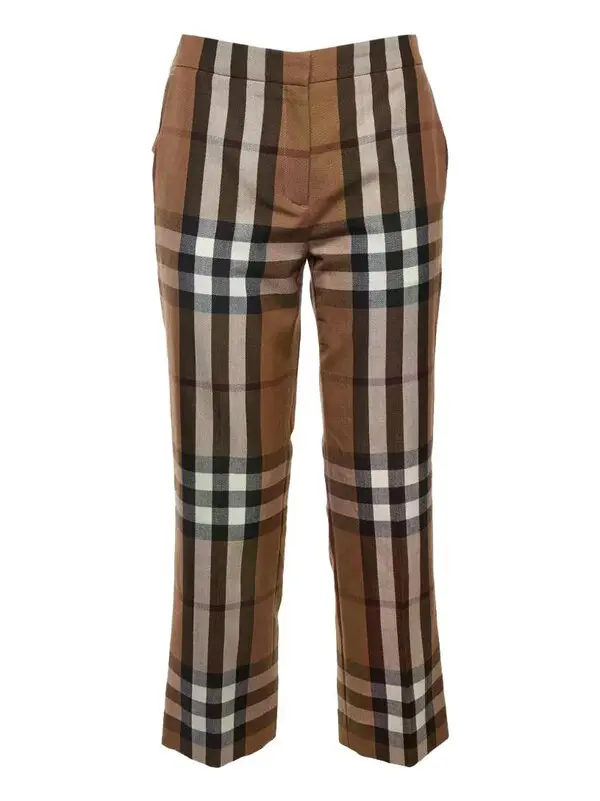 Burberry Giant Checked Pattern Trousers - Brown