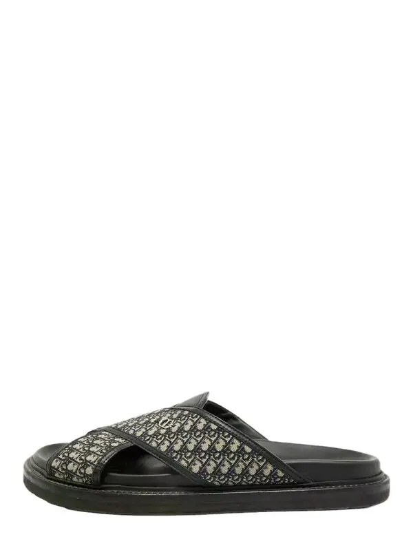 Dior Oblique Canvas Slide Sandals - Black