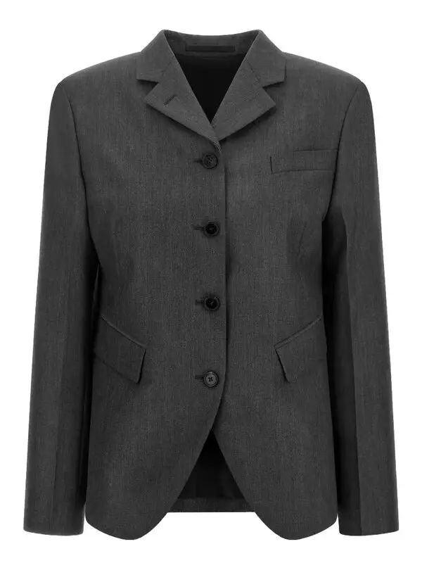 JIL SANDER Single-breasted Blazer With Mélange Texture - Grey
