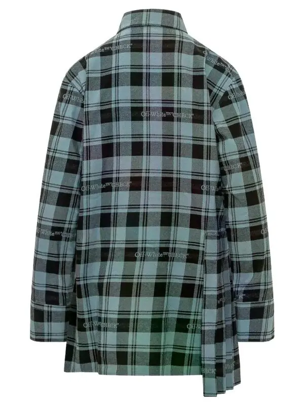 Off-White Check Pleated Dress - Blue