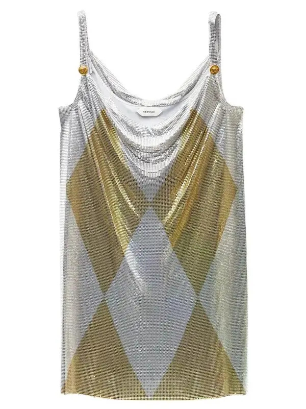 Versace Metal Mesh Mini Dress - Silver