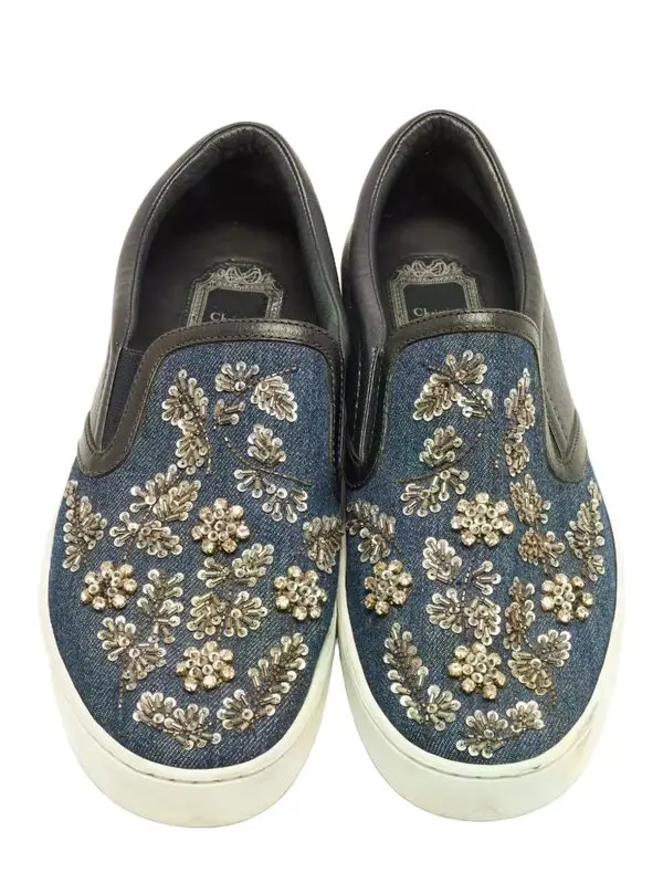 Dior Embellished Denim Slip-on Sneakers - Blue