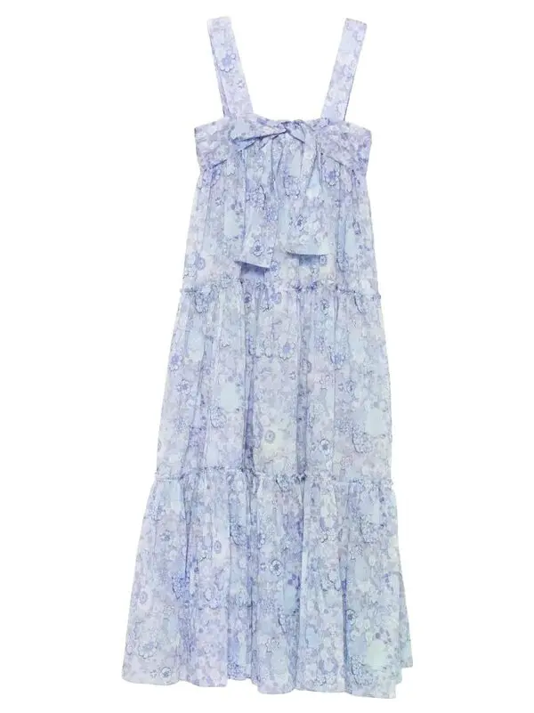 Chloé Floral Print Tiered Maxi Dress - Blue