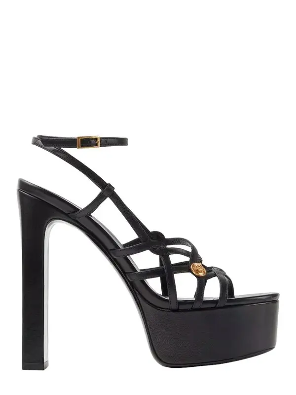 Versace Valentina Nappa Platform Sandals 140 Mm - Black