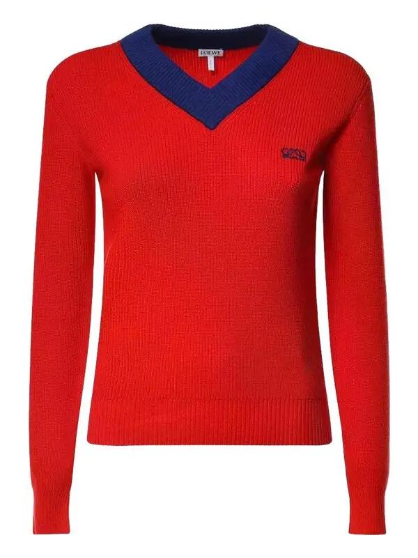 Loewe Sweater In Cotton And Wool - Red