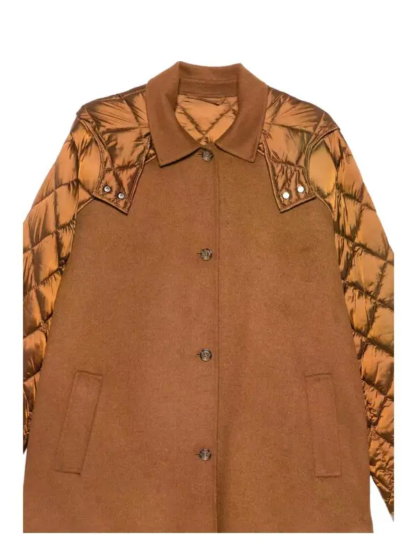 Marina Rinaldi Maesa Quilted-sleeve Hooded Coat - Brown