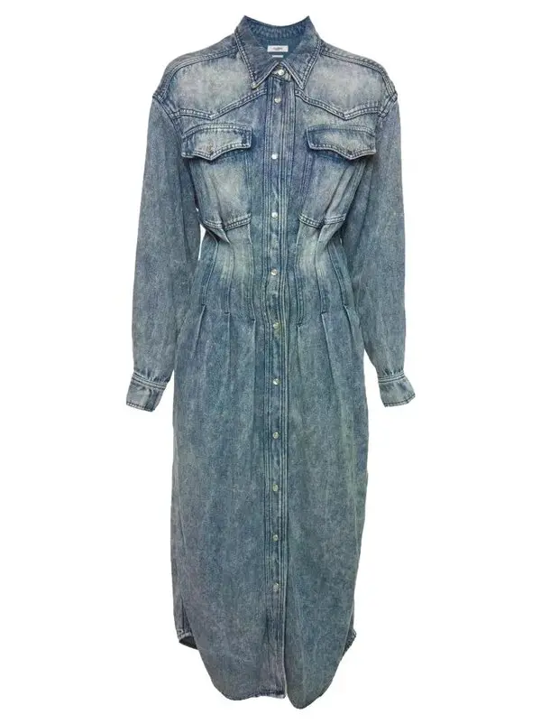 MARANT ETOILE Acid-wash Denim Midi Dress - Blue