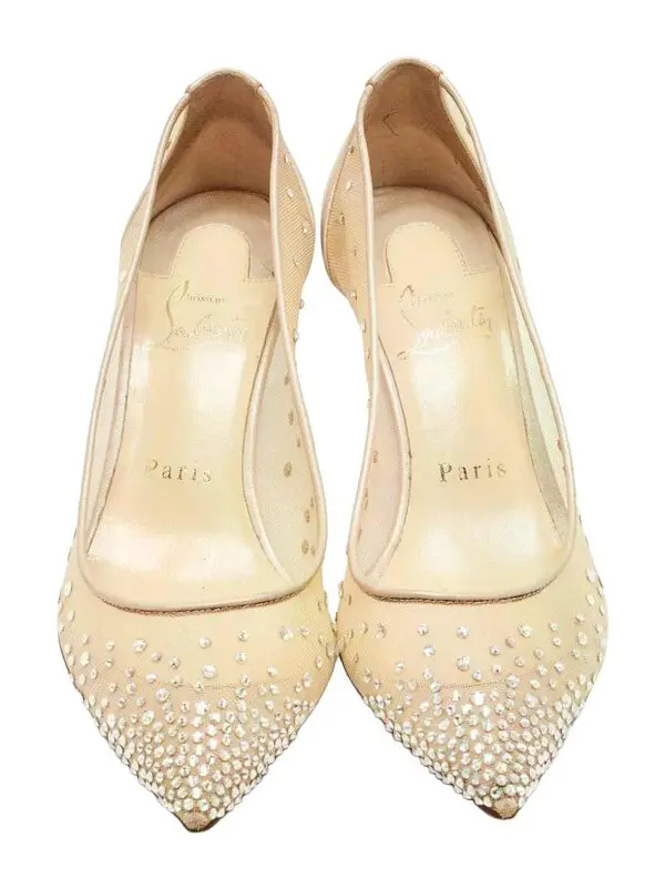 CHRISTIAN LOUBOUTIN Follies Strass Crystal-embellished Pumps - Neutrals