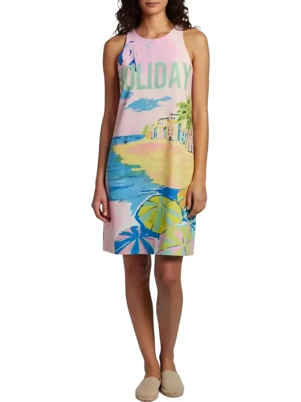 Moschino Sleeveless Printed Mini Dress - Pink