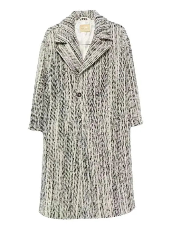 Momoni Chevron-pattern Double-breasted Coat - Neutrals