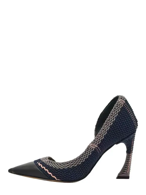 Dior Navy Woven D'orsay Pumps - Blue