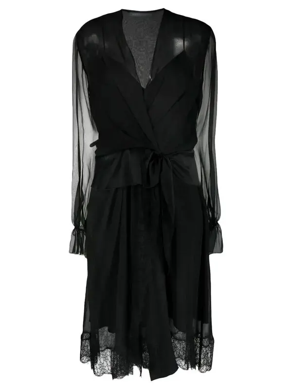 Alberta Ferretti Lace-trim Midi Dress - Black